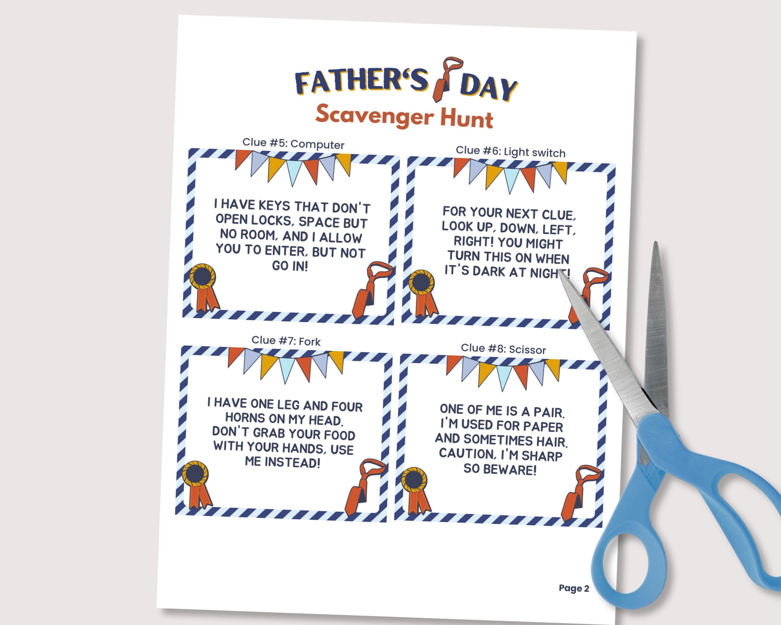 Printable Fathers Day Scavenger Hunt, Fathers Day Treasure Hunt Clues ...