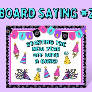 New Years Bulletin Board Kit, New Year January Bulletin Board Decor ...