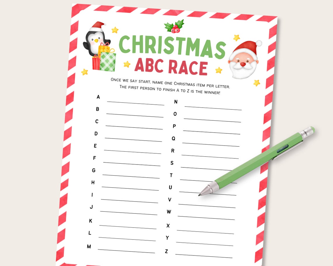 Christmas ABC Race Game Christmas Party Game Christmas A-Z - Etsy