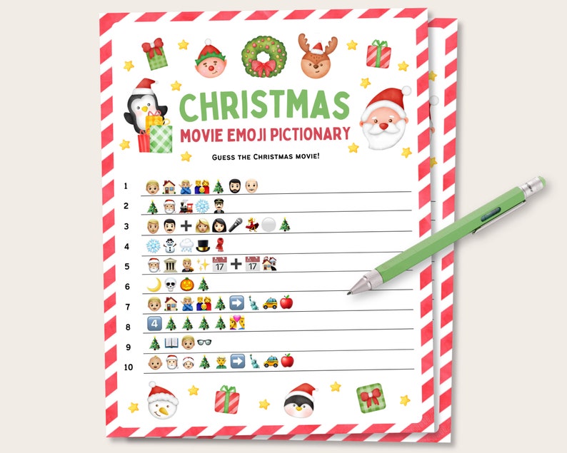 Christmas Movie Emoji Game Christmas Emoji Pictionary Kids - Etsy