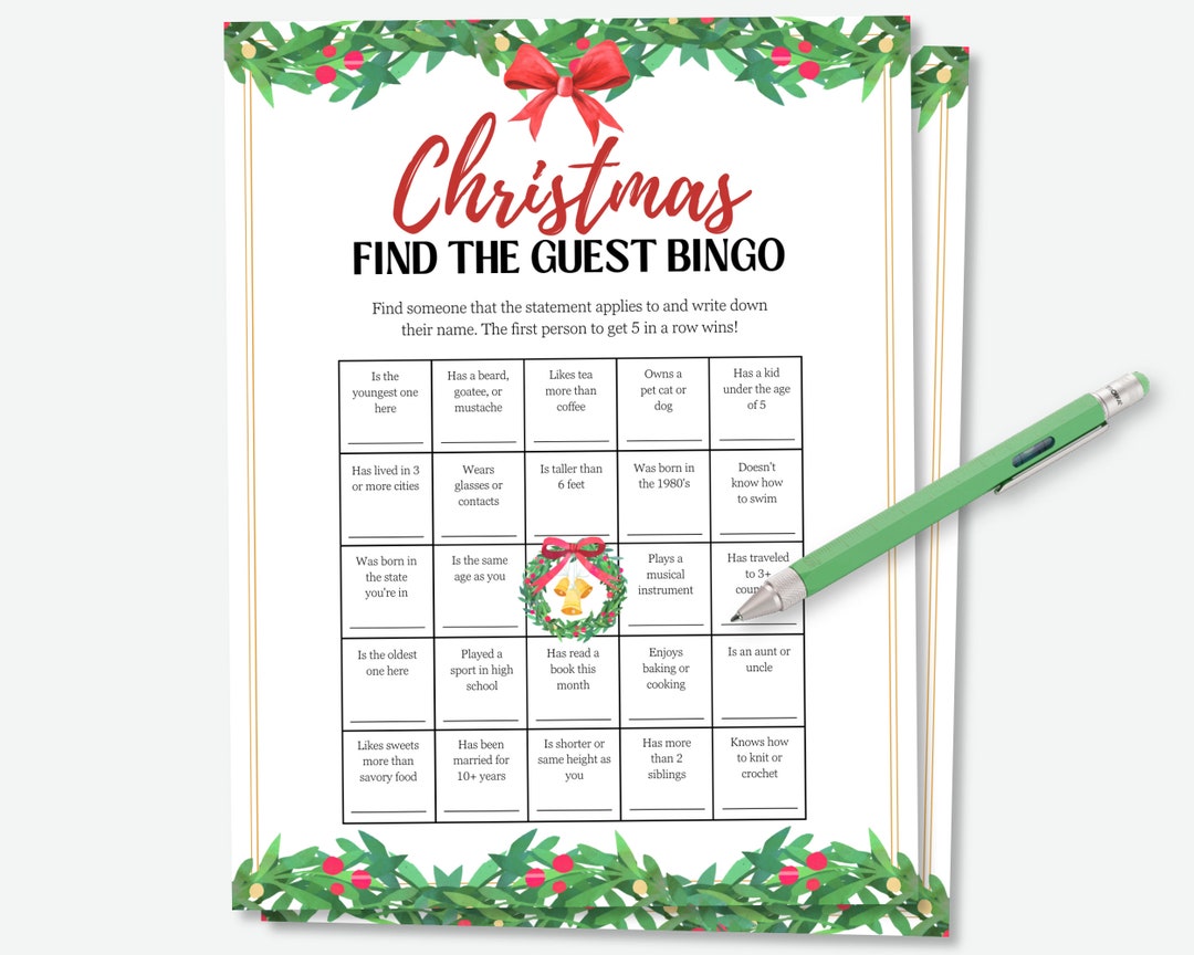 Christmas Find the Guest Game, Christmas Bingo Game, Christmas Mix ...