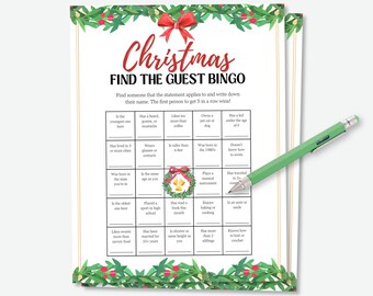 Find the Guest Christmas Party Game, Christmas Bingo Game, Holiday ...
