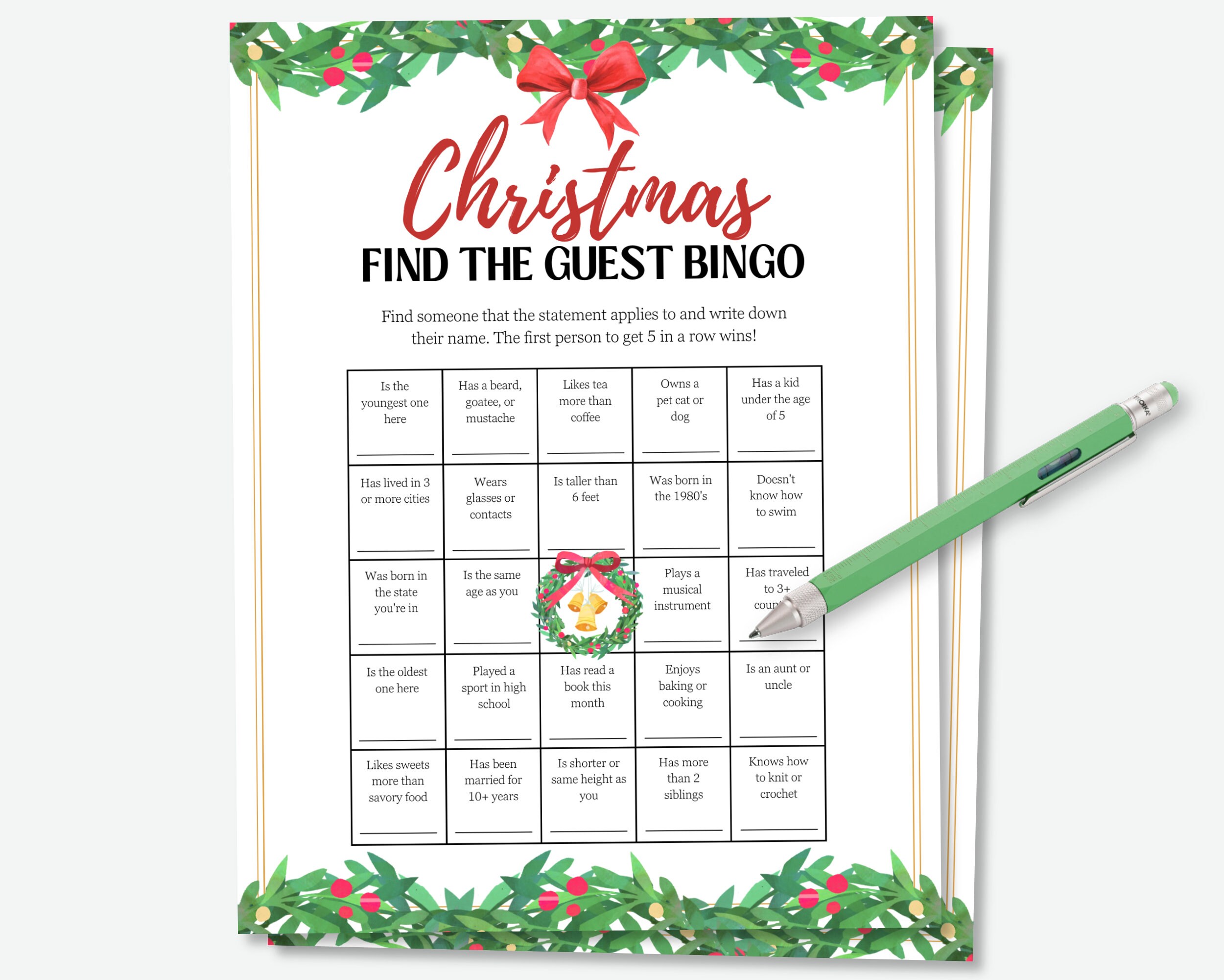 Christmas Find the Guest Game, Christmas Bingo Game, Christmas Mix ...