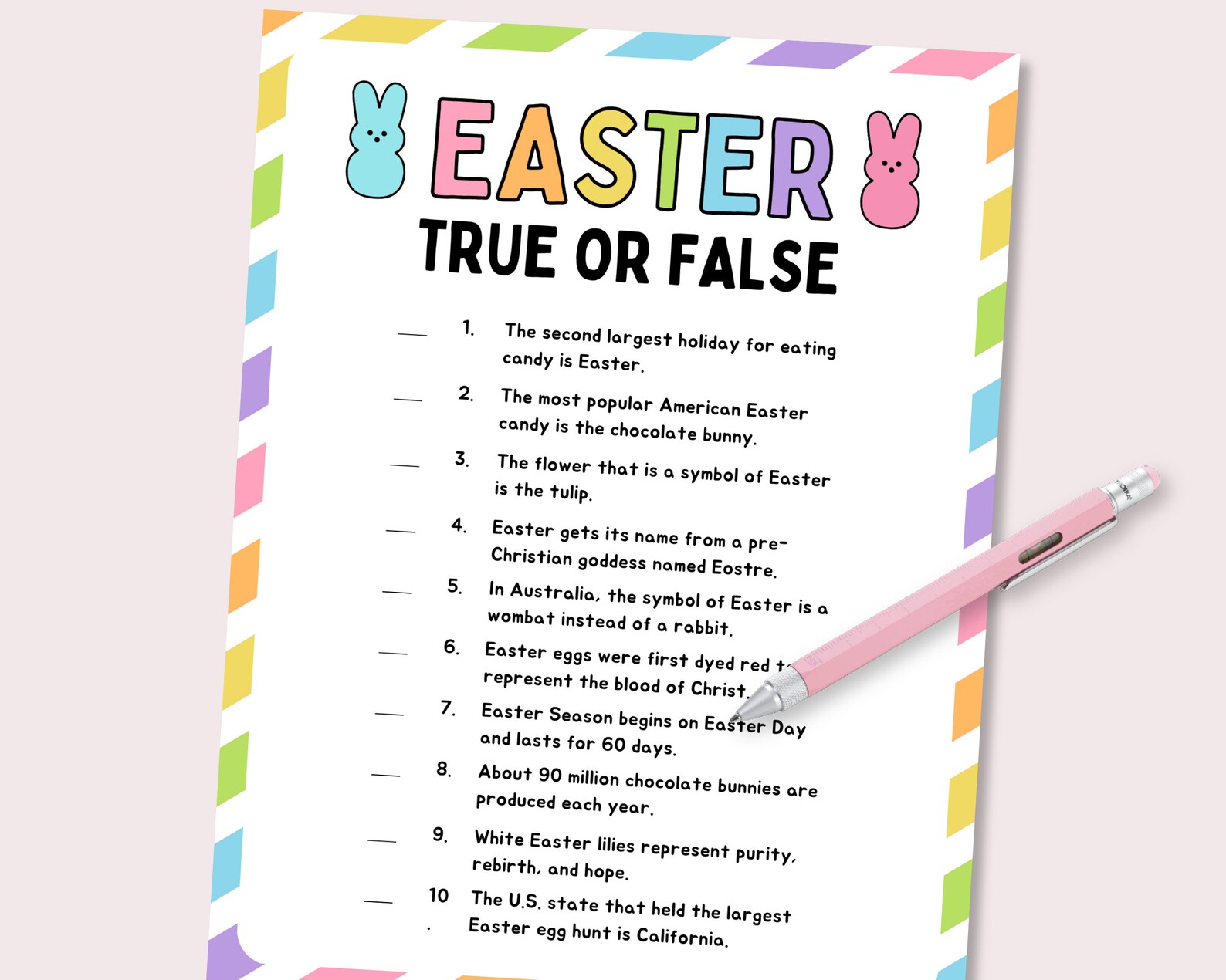 Easter True or False, Easter Trivia Quiz, Easter Trivia Game, Easter ...