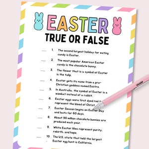 Easter True or False, Easter Trivia Quiz, Easter Trivia Game, Easter ...