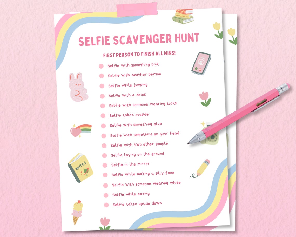 Selfie Scavenger Hunt Girls Birthday Party Games Slumber - Etsy