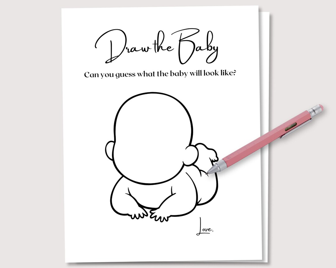 Draw the Baby, Gender Reveal Games, Baby Shower Games, Minimalist Baby ...