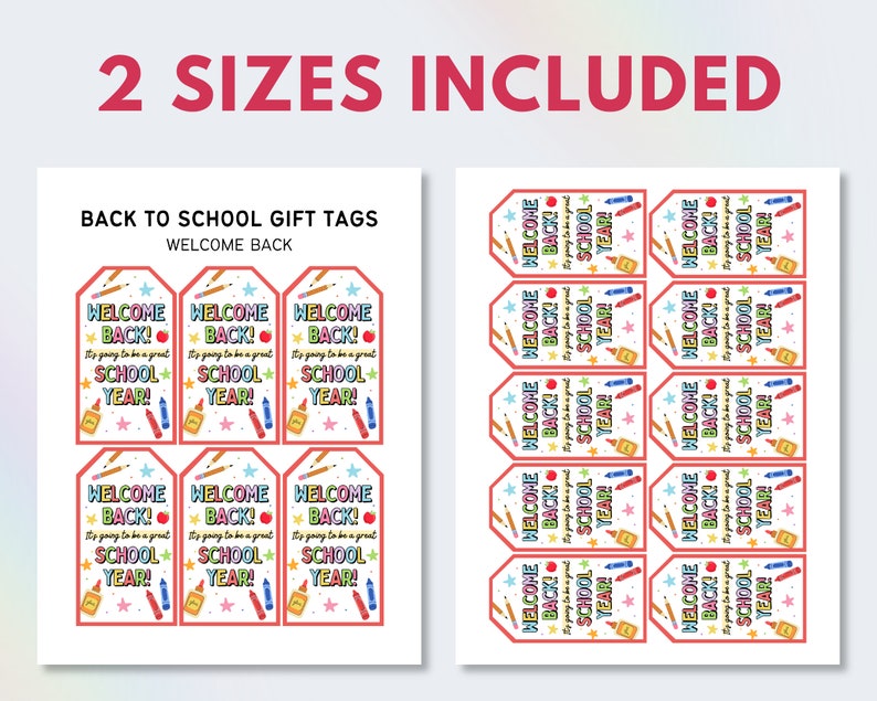 Back to School Sign, First Day of School Gift Tag, Back to School Gift ...