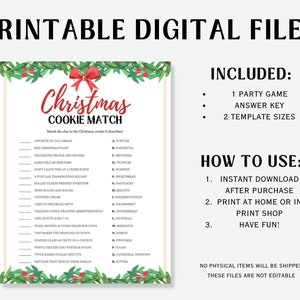 Christmas Cookie Game, Printable Christmas Party Game, Christmas Cookie ...