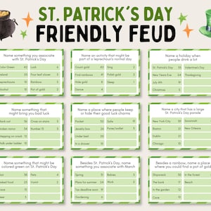 St Patrick's Day Friendly Feud Game, St Patrick's Day Trivia Quiz, St ...
