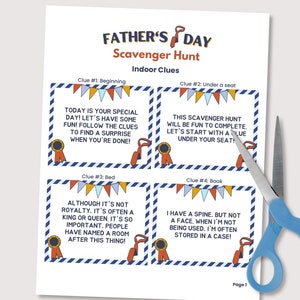 Printable Fathers Day Scavenger Hunt, Fathers Day Treasure Hunt Clues ...