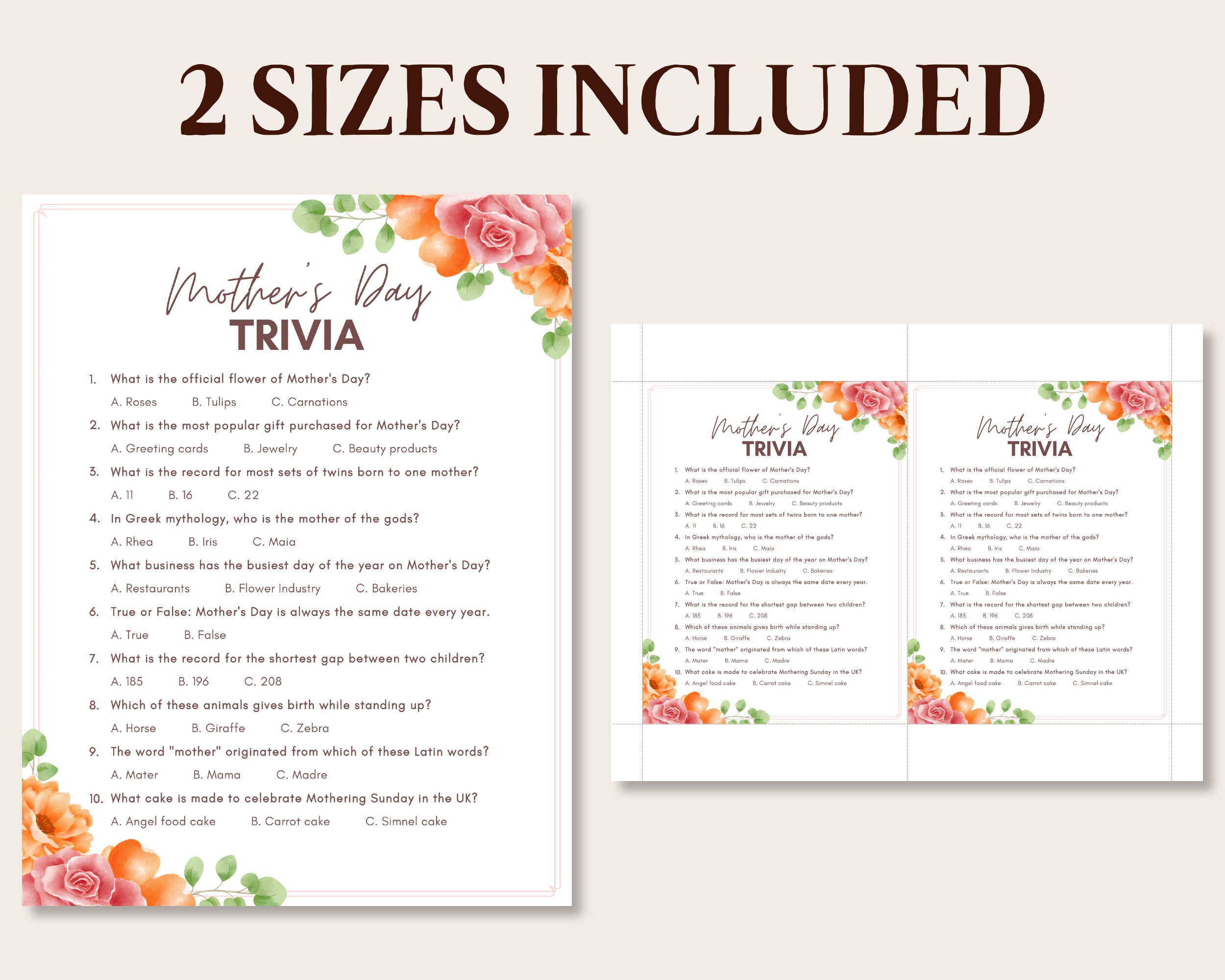 Mothers Day Trivia, Mothers Day Trivia Quiz, Mothers Day Printable Game ...