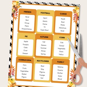 Thanksgiving Forbidden Words Game, Thanksgiving Party Game, Kids ...