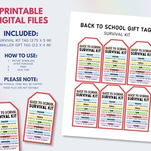 Back to School Survival Kit Gift Tag First Day of School - Etsy