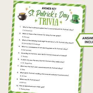 St Patrick's Day Trivia Quiz, St Patrick's Day Trivia Feud Game, St ...