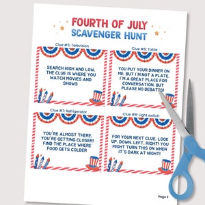 July 4th Scavenger Hunt, Printable 4th of July Treasure Hunt for Kids ...