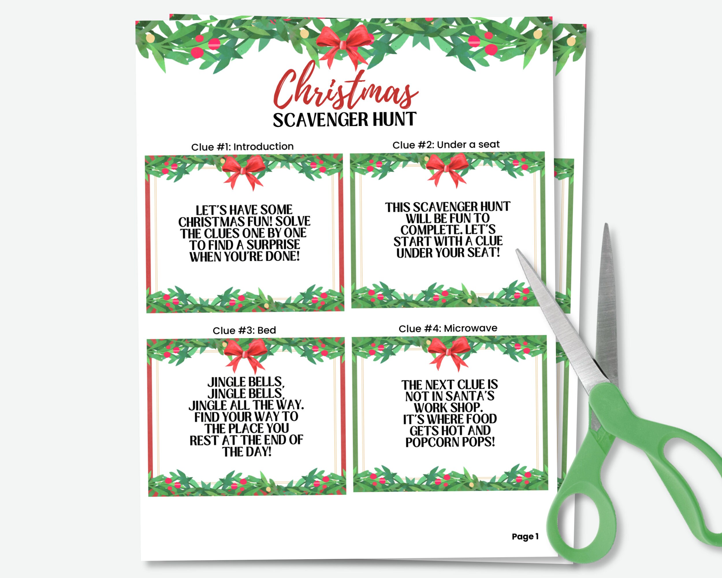 Printable Christmas Scavenger Hunt for Kids, Christmas Treasure Hunt ...