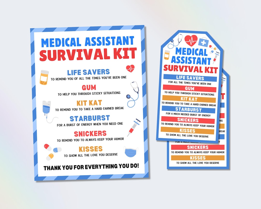 Medical Assistant Appreciation Gift Tag, MA Survival Kit Tag, MA ...