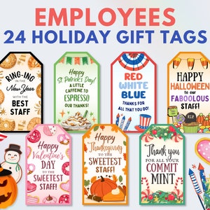 24 Employee Holiday Gift Tag Bundle, Employee Appreciation Gift Tags ...