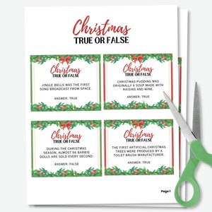 Christmas True or False Trivia Game, Printable Christmas Trivia Quiz ...