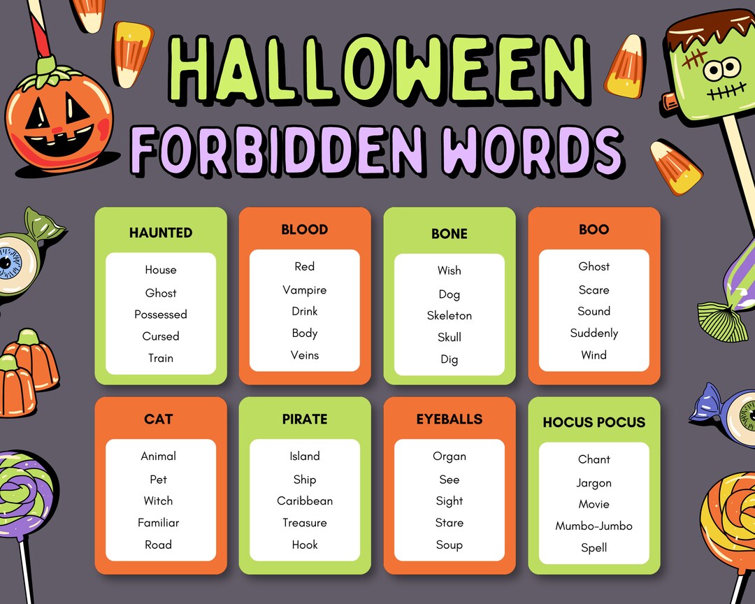 Halloween Forbidden Words, Halloween Party Game, Halloween Game for ...
