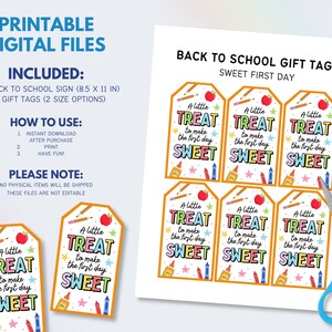 Back to School Gift Tag for Students, First Day of School Treat Tag ...