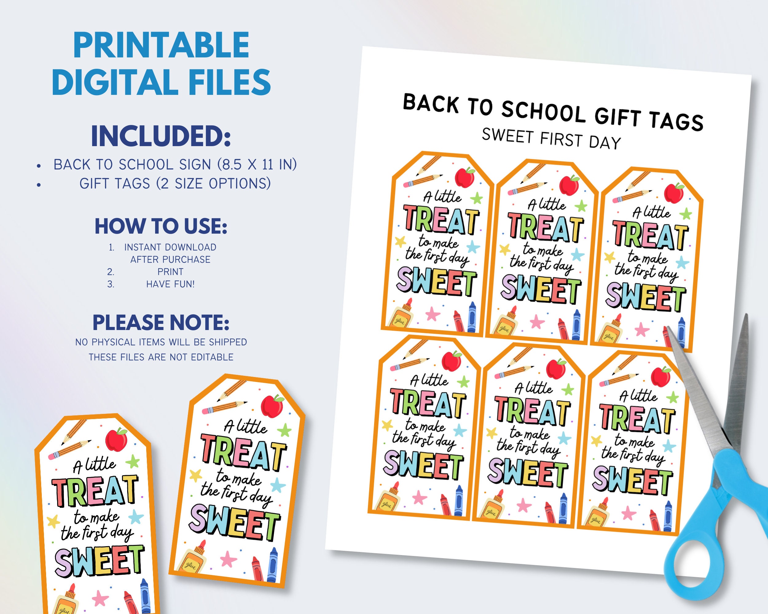 Back to School Gift Tag for Students, First Day of School Treat Tag ...