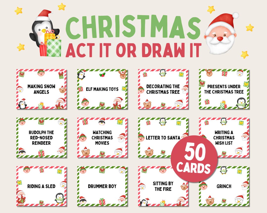 Christmas Charades for Kids, Christmas Party Game, Christmas Charades ...