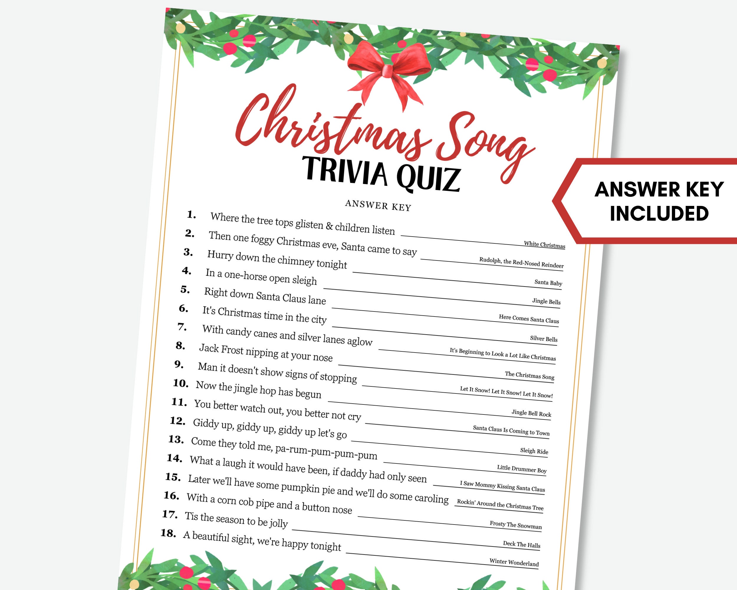 Christmas Song Trivia Game, Christmas Carol Game, Christmas Song Finish ...