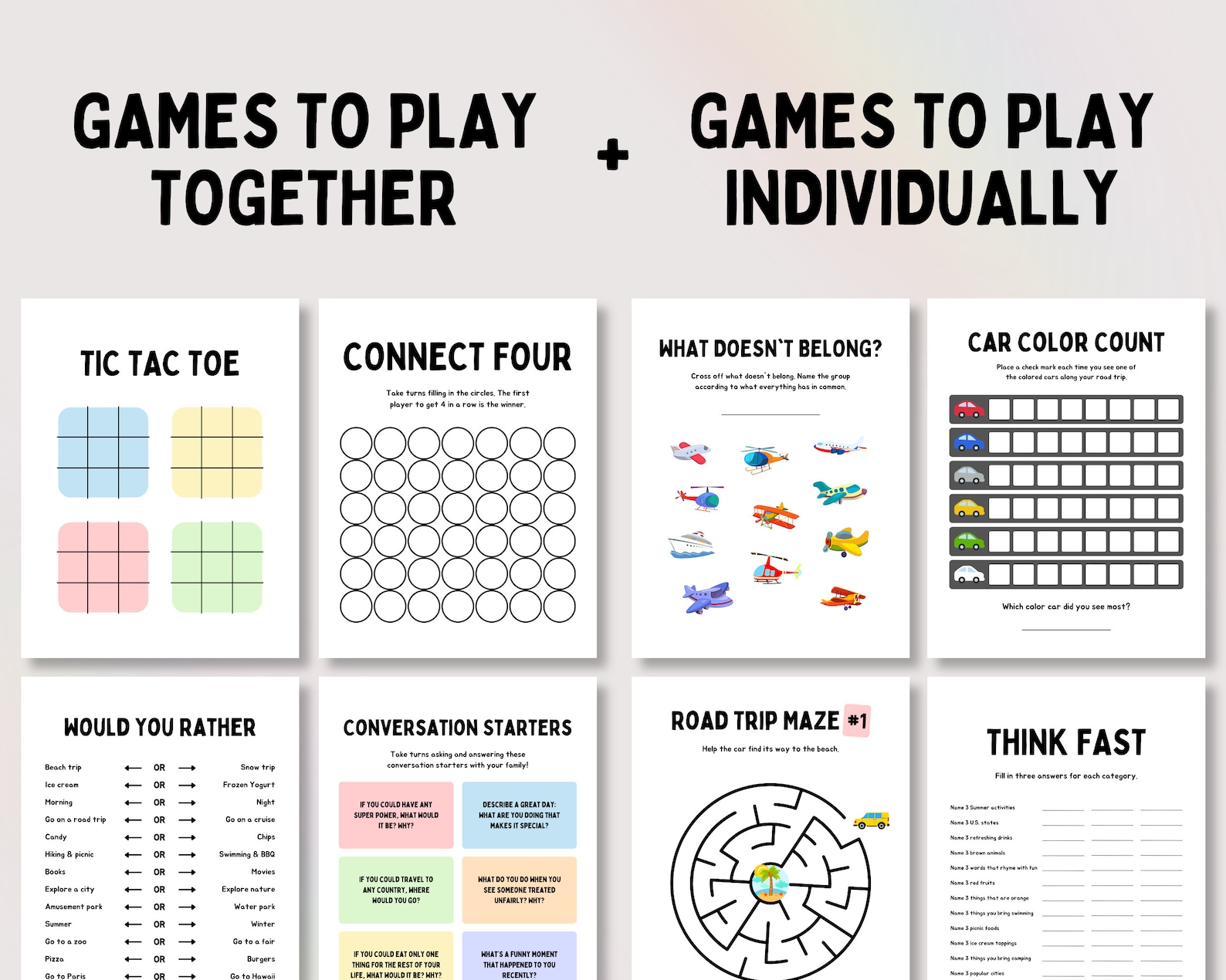 Road Trip Games Printable, Kids Road Trip Activity Book, Family Road ...