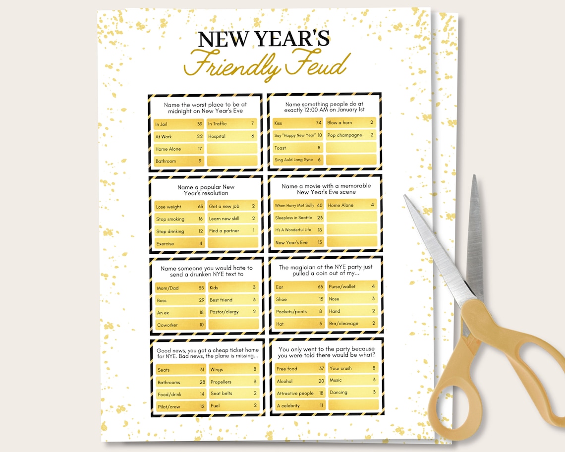 New Years Friendly Feud Game New Years Family Feud Game New - Etsy
