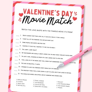 Valentines Day Movie Match Game, Galentines Day Party Game, Ladies ...