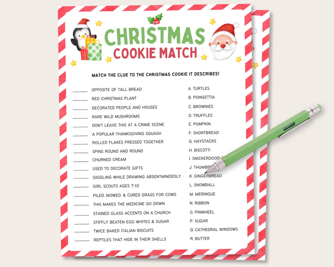 Christmas Cookie Quiz, Christmas Cookie Match Game, Christmas Trivia ...