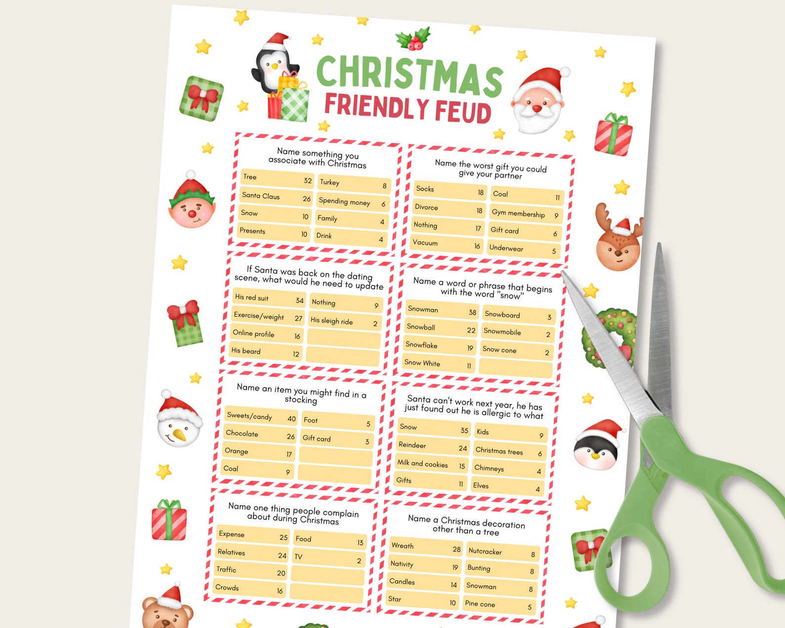 Christmas Friendly Feud Holiday Family Feud Game Christmas - Etsy