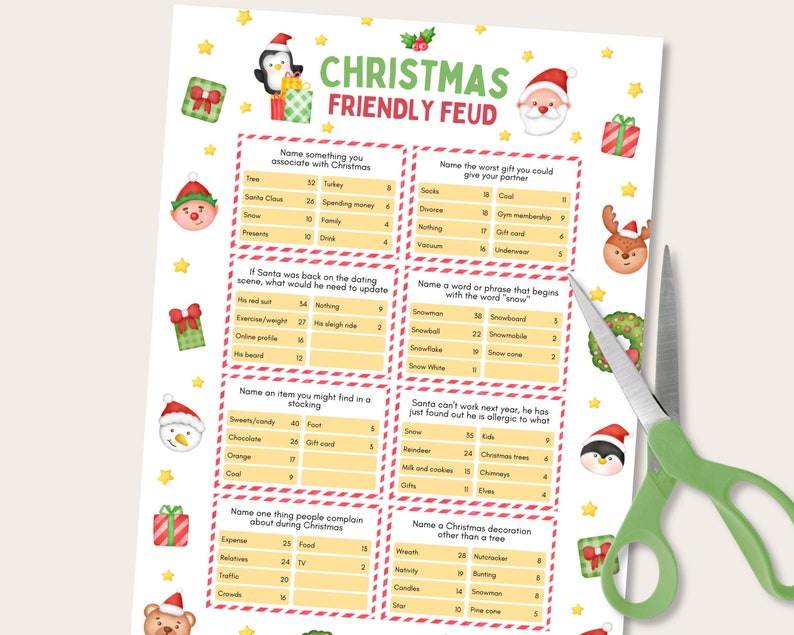Christmas Friendly Feud Holiday Family Feud Game Christmas - Etsy