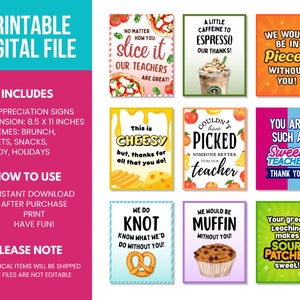 Teacher Appreciation Signs Printable, Teacher and Staff Appreciation ...