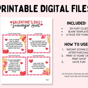 Valentines Day Scavenger Hunt, Valentines Day Treasure Hunt Clues ...