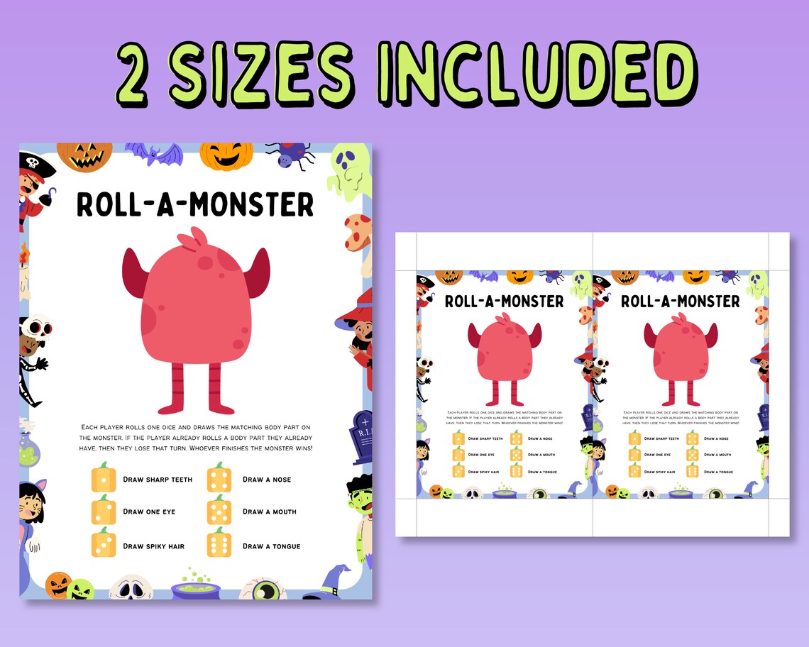 Halloween Roll A Monster Game Halloween Dice Game Halloween - Etsy
