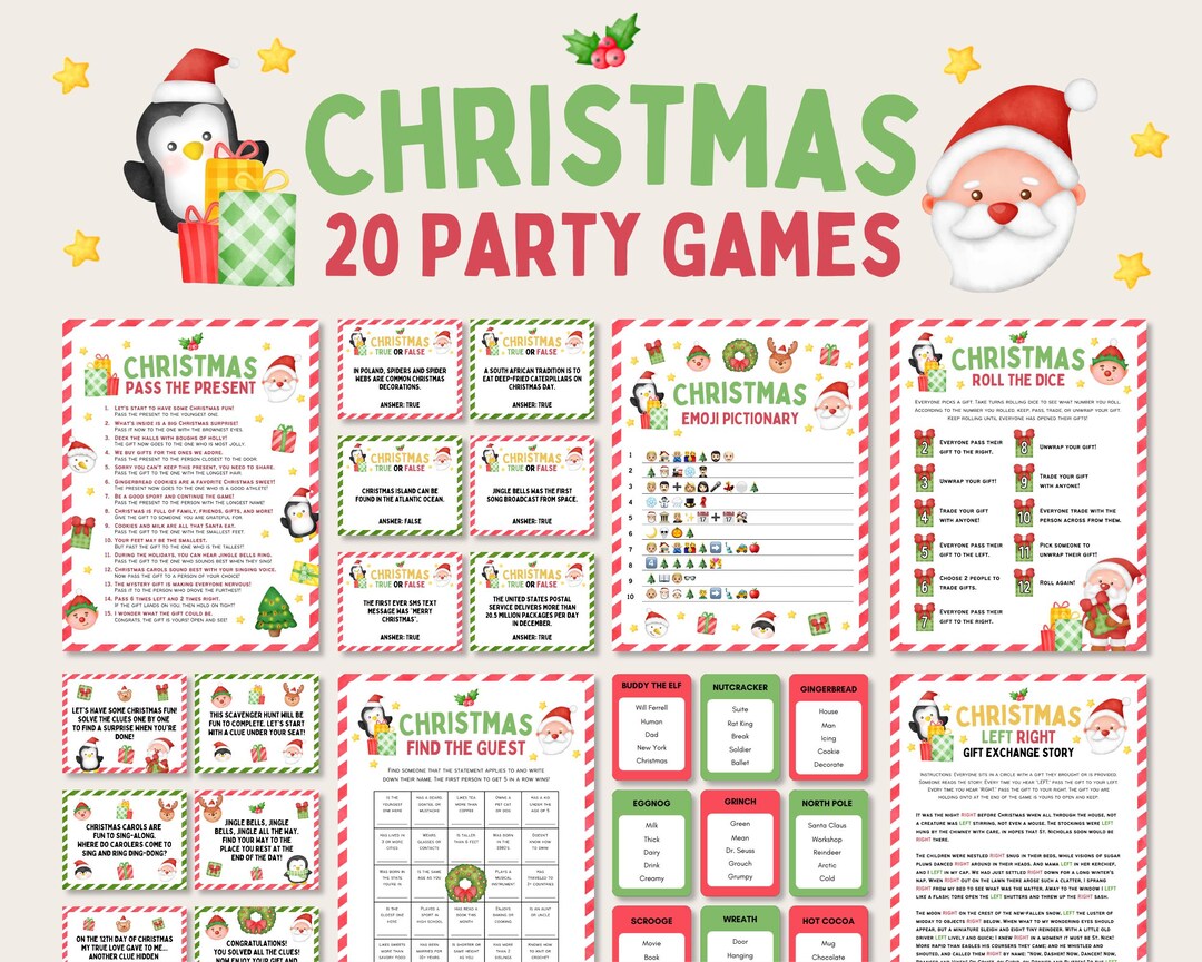 20 Christmas Games Bundle, Family Christmas Party Games , Christmas ...