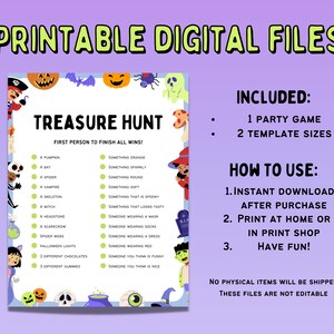 Halloween Treasure Hunt, Halloween Printable Game, Halloween Game for ...