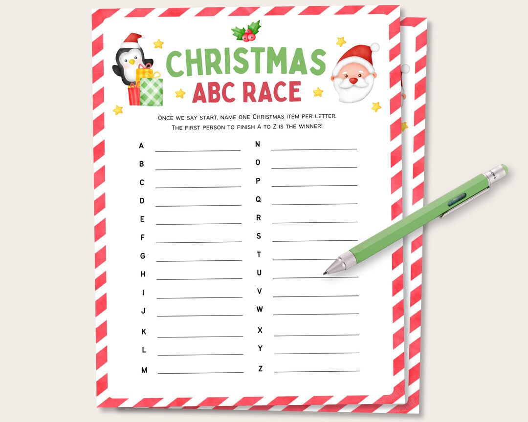 Christmas ABC Race Game, Christmas Party Game, Christmas A-Z Game, Xmas ...