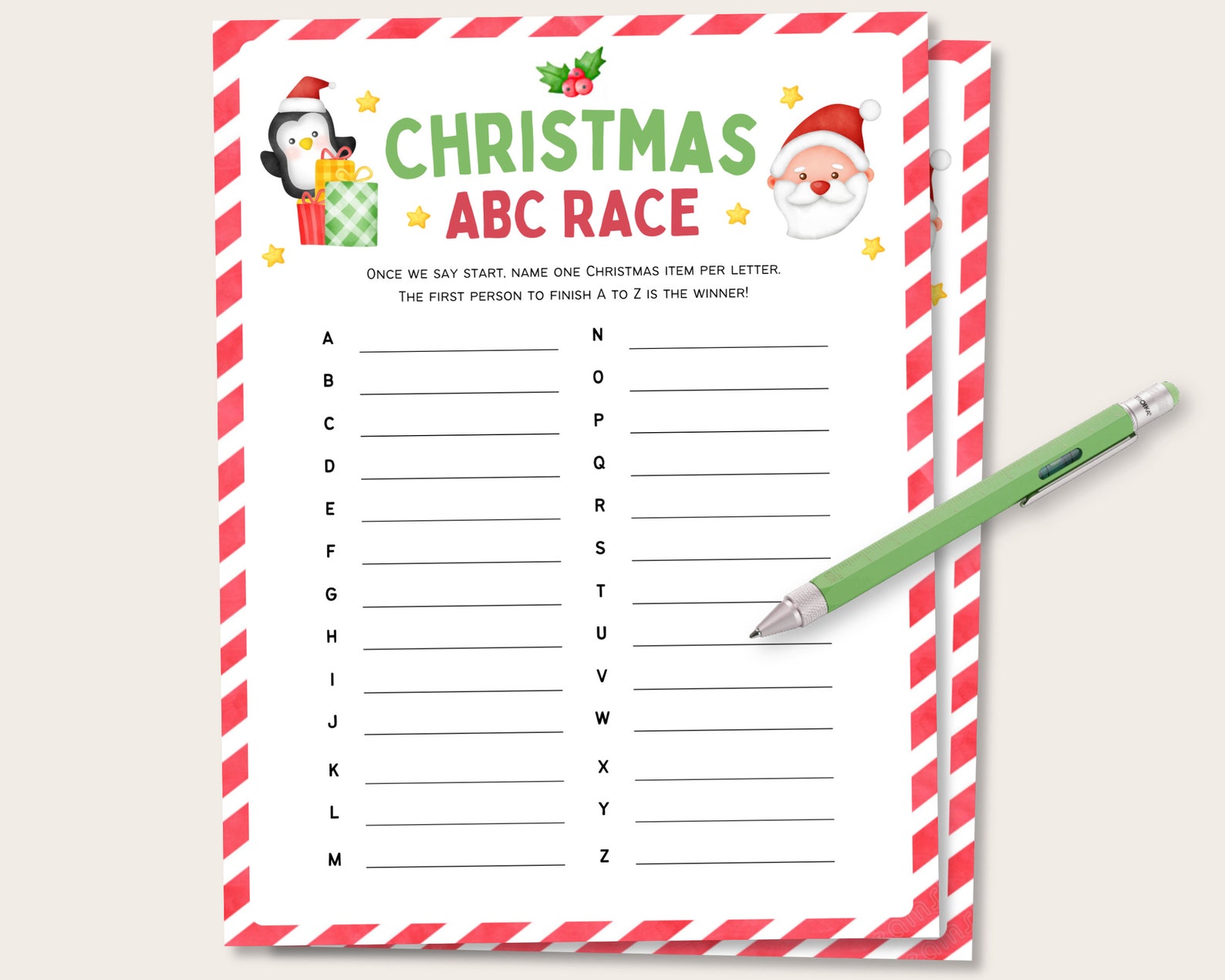 Christmas ABC Race Game Christmas Party Game Christmas A-Z - Etsy