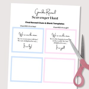Gender Reveal Scavenger Hunt, Gender Reveal Games, Minimalist Baby ...