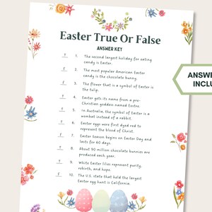 Easter True or False, Easter Trivia Quiz, Easter Activity for Kids ...