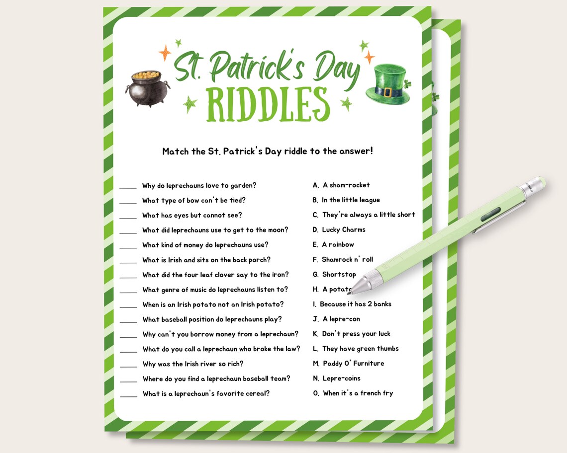 St Patrick's Day Riddles Quiz, St Patricks Day Riddles for Kids, Fun St ...