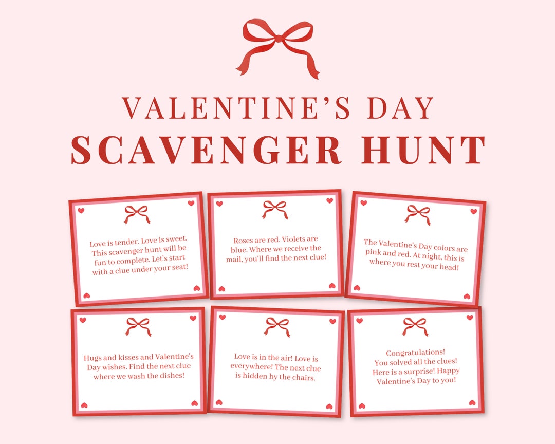 Adult Valentines Day Scavenger Hunt, Valentines Day Treasure Hunt Clues ...