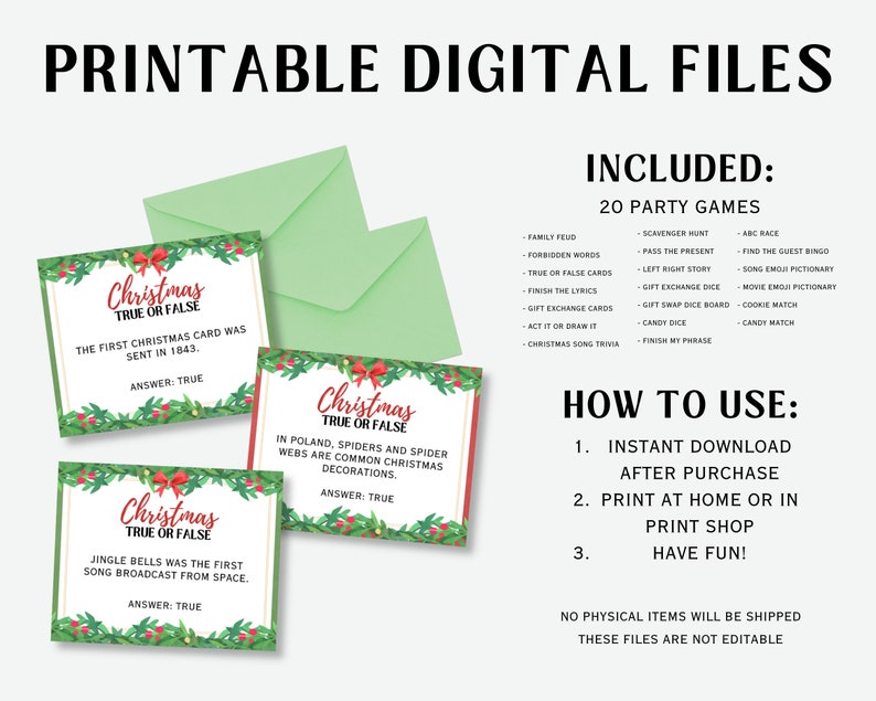 Printable Christmas Game Bundle, Christmas Party Games for Family ...