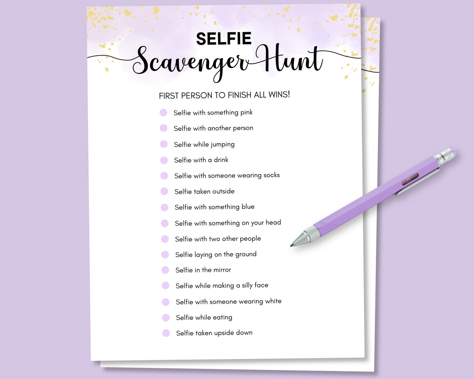 Selfie Scavenger Hunt Girls Birthday Party Game Purple - Etsy