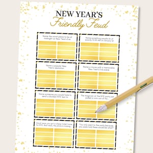 New Years Friendly Feud Game, New Years Family Feud Game, New Years Eve ...