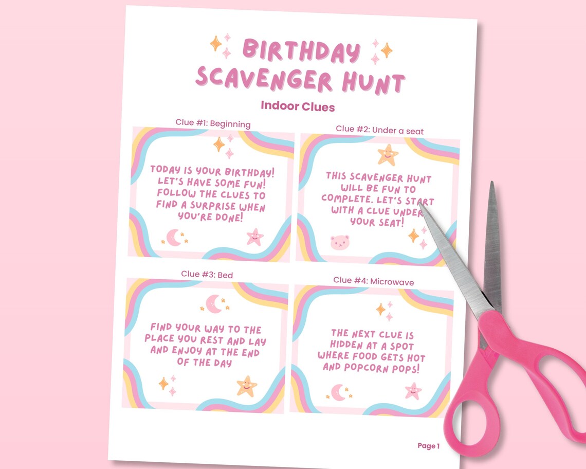 Girl Birthday Scavenger Hunt, Party Scavenger Hunt for Kids, Teen ...
